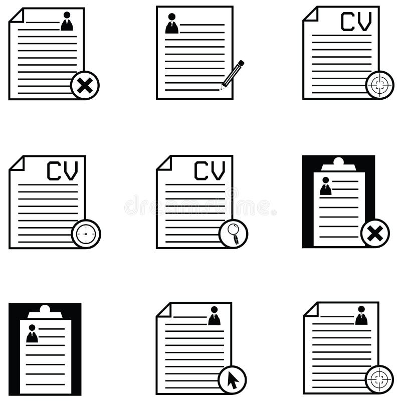 Sistema Del Icono Del Curriculum Vitae Ilustración del Vector ...