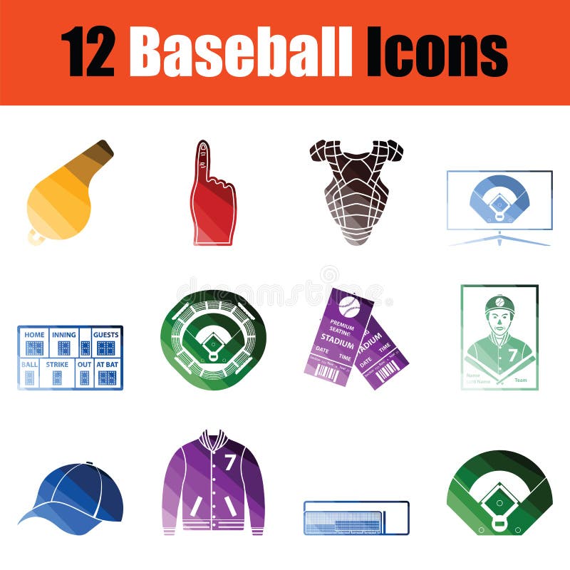 Sistema Del Icono De Baseballl Ilustración del Vector - Ilustración de ...