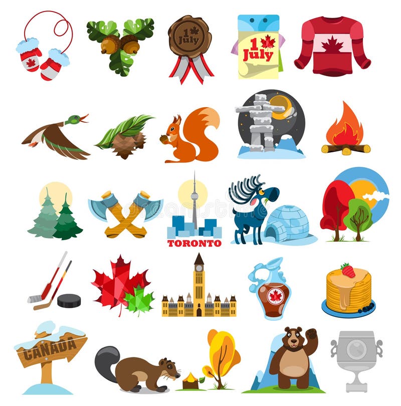Sistema Del Icono De Canadá Ilustración del Vector - Ilustración de ...