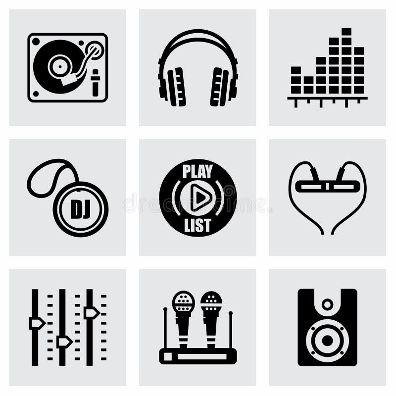 Sistema Del Icono De DJ Del Vector Ilustración del Vector - Ilustración ...