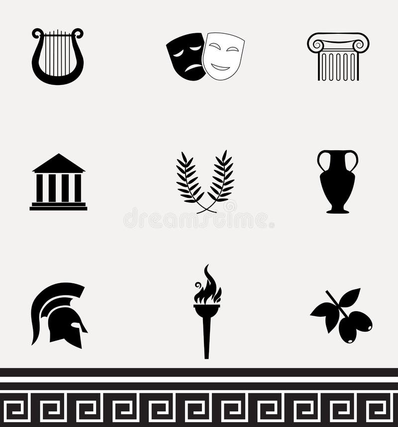 Símbolos E Iconos Del Tema Del País De Grecia Fijados Ilustración del ...