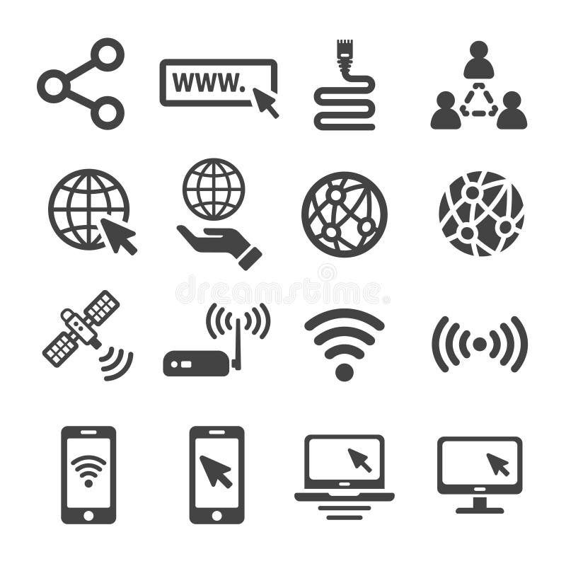 Sistema Del Icono De Internet Y De La Red Ilustración del Vector ...