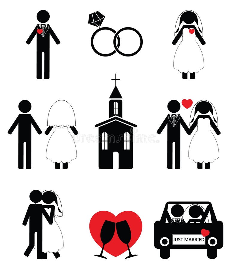 Sistema Del Icono De La Boda Ilustración del Vector - Ilustración de ...