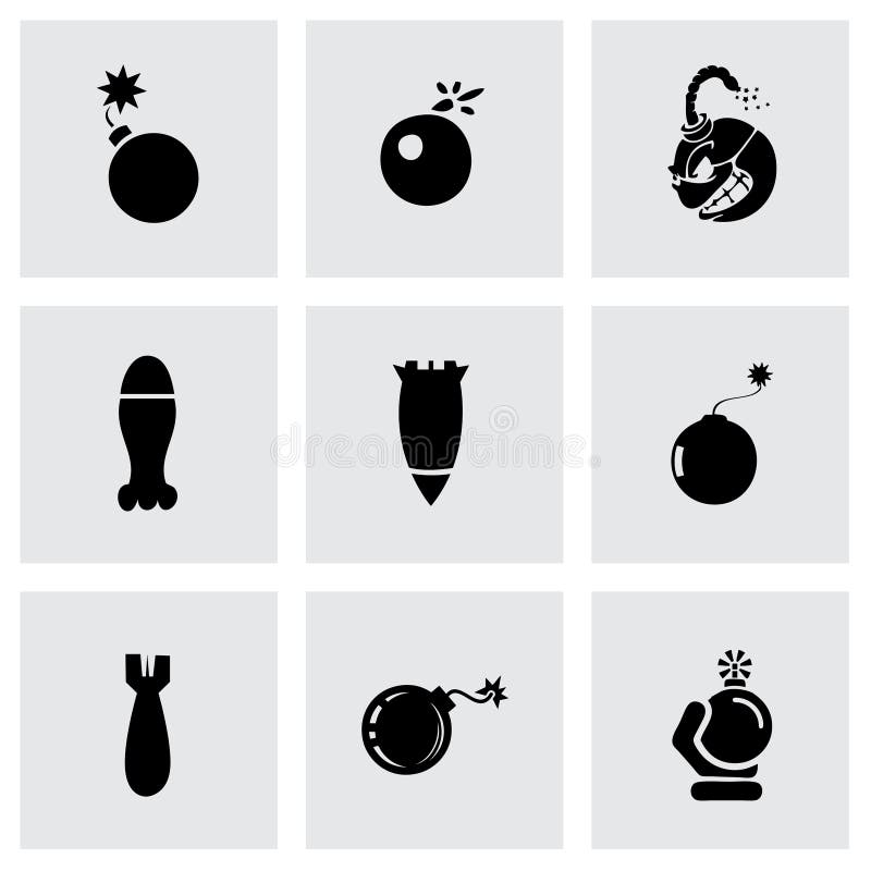Sistema Del Icono De La Bomba Del Vector Ilustración del Vector ...