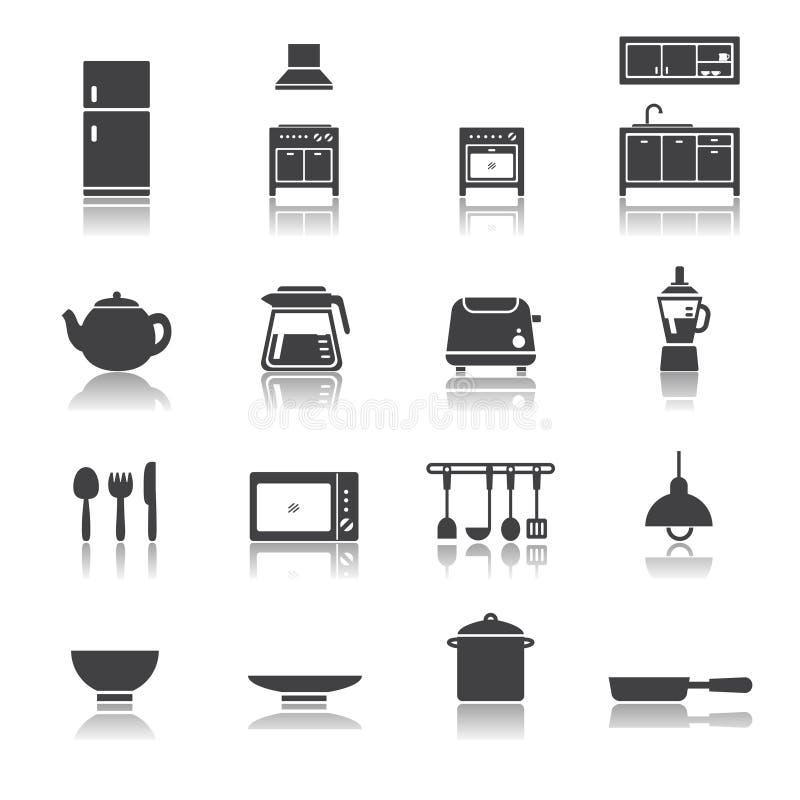 Sistema Del Icono De La Cocina Ilustración del Vector - Ilustración de ...