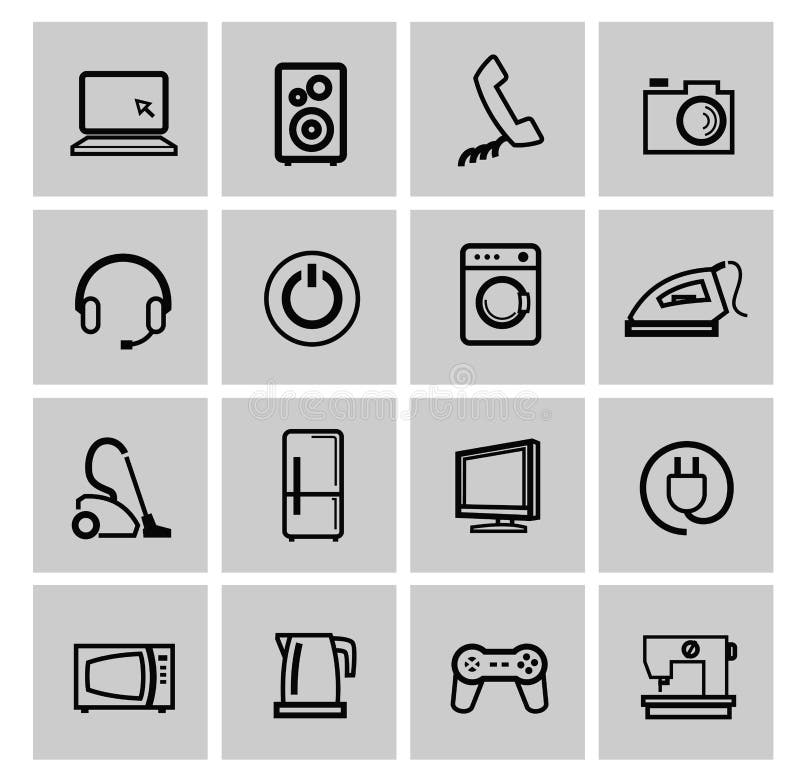 Sistema Del Icono De La Electrónica Del Vector Ilustración del Vector ...