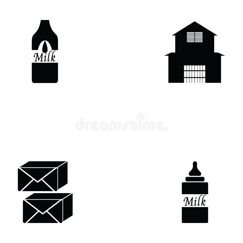 Sistema Del Icono De La Leche Ilustración del Vector - Ilustración de ...