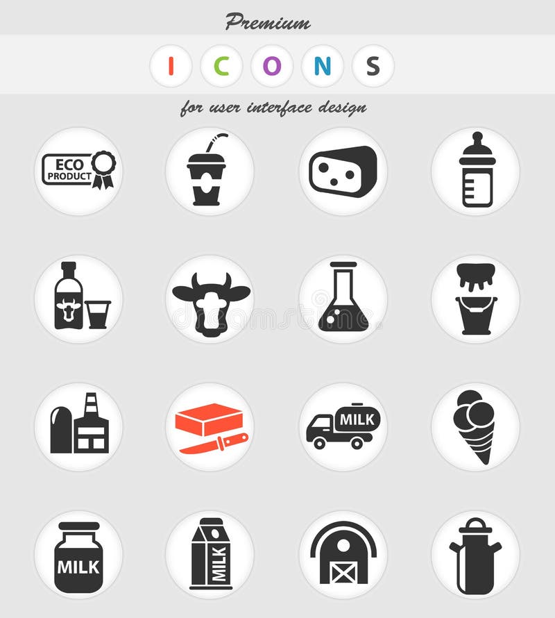 Sistema Del Icono De La Leche Ilustración del Vector - Ilustración de ...