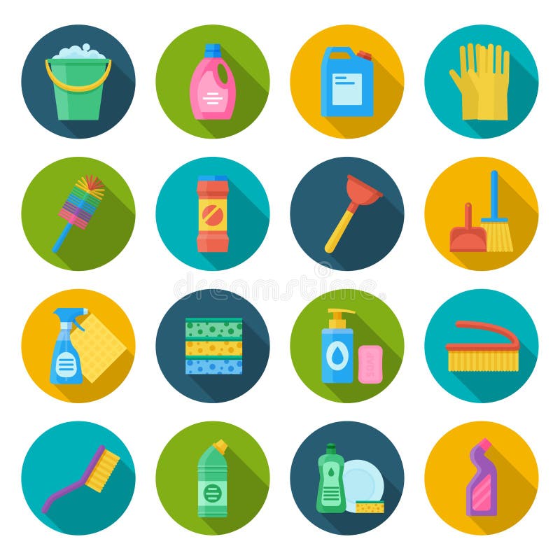 Sistema Del Icono De La Limpieza Ilustración del Vector - Ilustración ...