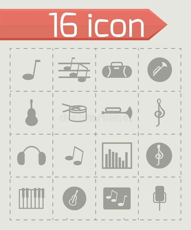 Sistema Del Icono De La Música Del Vector Ilustración del Vector ...