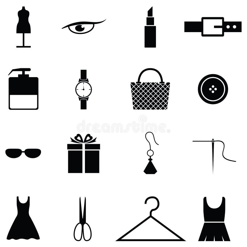 Sistema Del Icono De La Moda Ilustración del Vector - Ilustración de ...