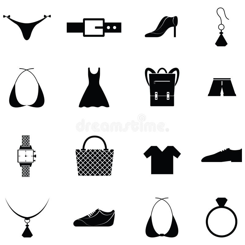 Sistema Del Icono De La Moda Ilustración del Vector - Ilustración de ...