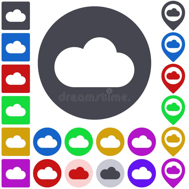 Sistema Del Icono De La Nube Del Color Ilustración del Vector ...