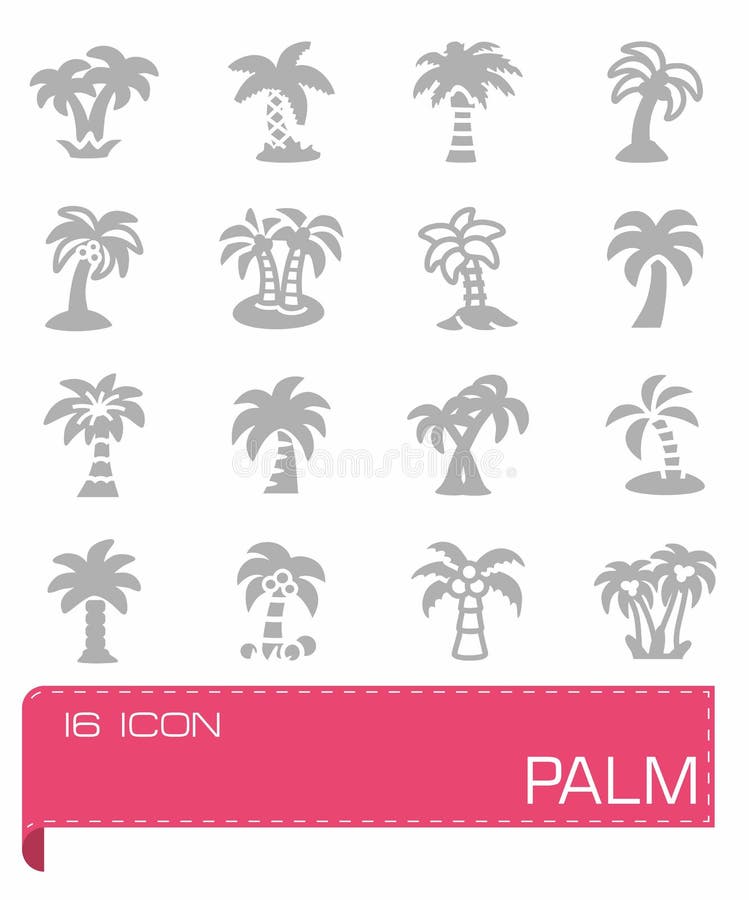 Sistema Del Icono De La Palma Del Vector Ilustración del Vector ...