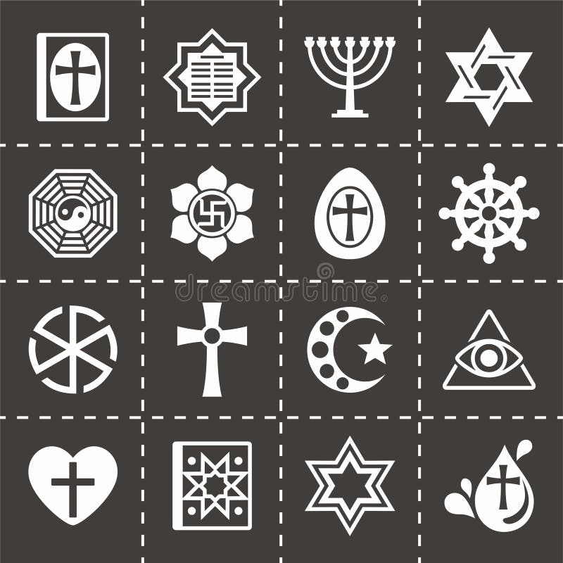 Sistema Del Icono De La Religión Del Vector Ilustración del Vector ...