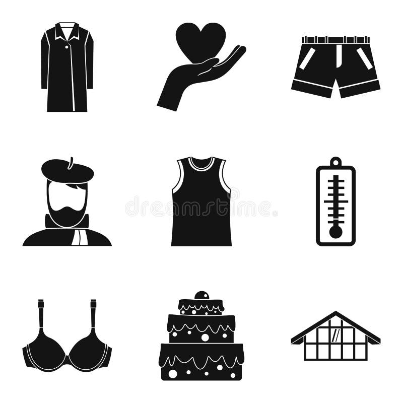 Sistema Del Icono De La Ropa De La Casa, Estilo Simple Ilustración del ...