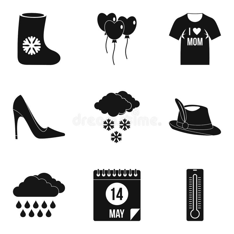 Sistema Del Icono De La Ropa De Moda, Estilo Simple Ilustración del ...