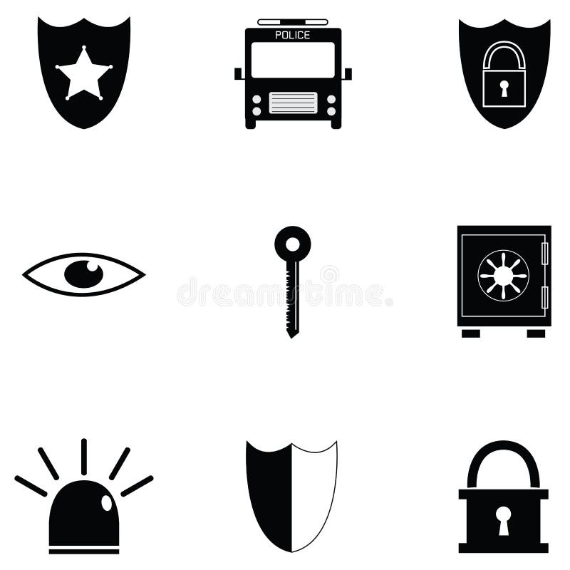 Sistema Del Icono De La Seguridad Stock de ilustración - Ilustración de ...