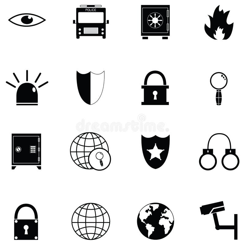 Sistema Del Icono De La Seguridad Stock de ilustración - Ilustración de ...