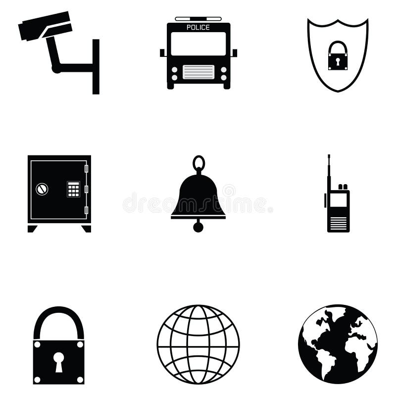 Sistema Del Icono De La Seguridad Ilustración del Vector - Ilustración ...