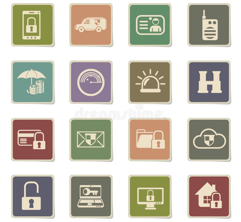 Sistema Del Icono De La Seguridad Ilustración del Vector - Ilustración ...