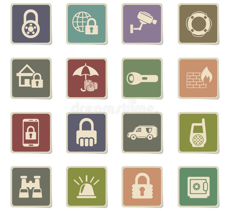 Sistema Del Icono De La Seguridad Ilustración del Vector - Ilustración ...