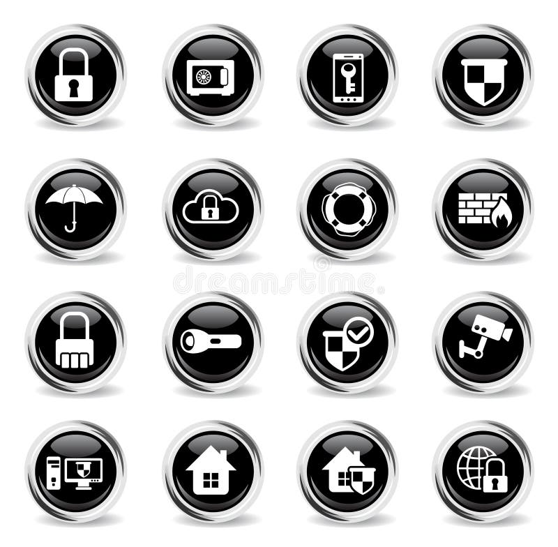 Sistema Del Icono De La Seguridad Ilustración del Vector - Ilustración ...