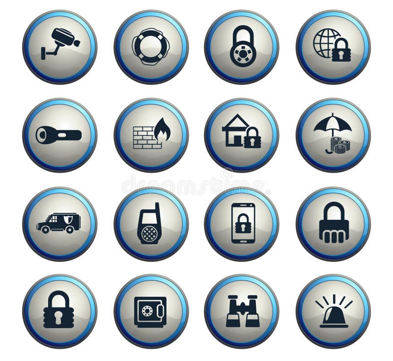 Sistema Del Icono De La Seguridad Ilustración del Vector - Ilustración ...