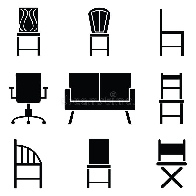 Sistema Del Icono De La Silla Ilustración del Vector - Ilustración de ...