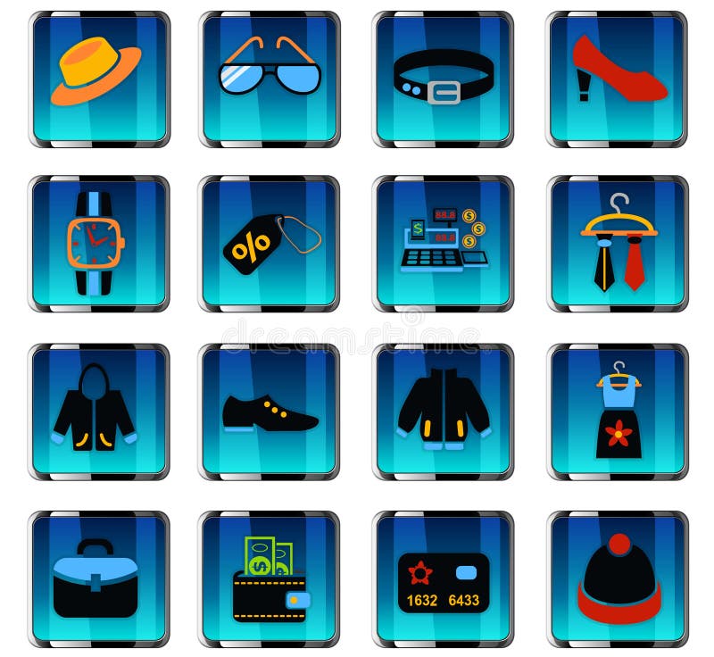 Sistema Del Icono De La Tienda De Ropa Ilustración del Vector ...