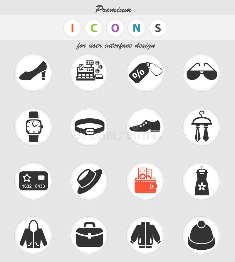 Sistema Del Icono De La Tienda De Ropa Ilustración del Vector ...