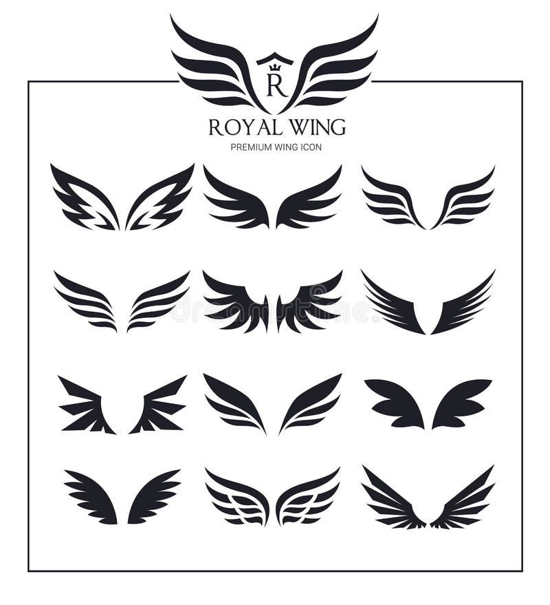 Sistema Del Icono De Las Alas Ilustración del Vector - Ilustración de ...