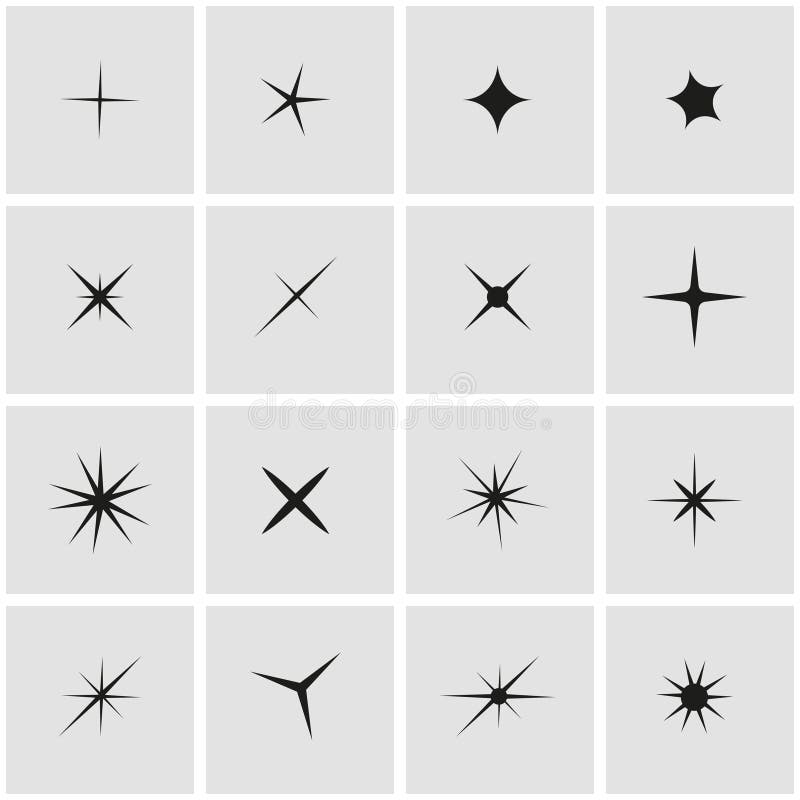 Sistema Del Icono De Las Chispas Del Negro Del Vector Stock de ...