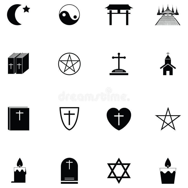 Sistema Del Icono De Las Religiones Ilustración del Vector ...