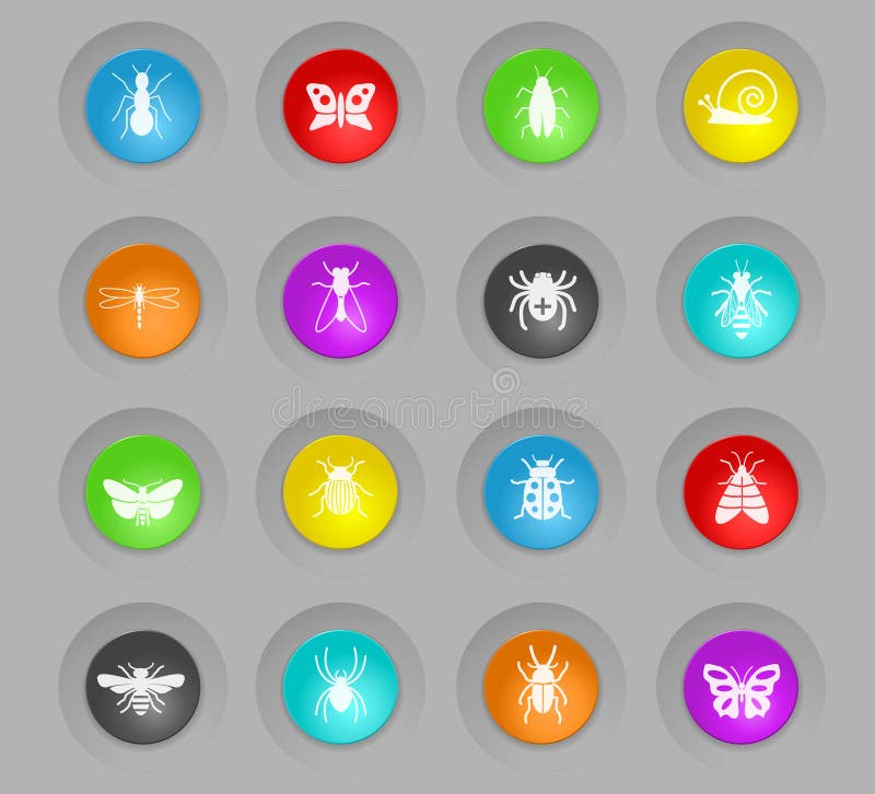 Sistema Del Icono De Los Insectos Ilustración del Vector - Ilustración ...