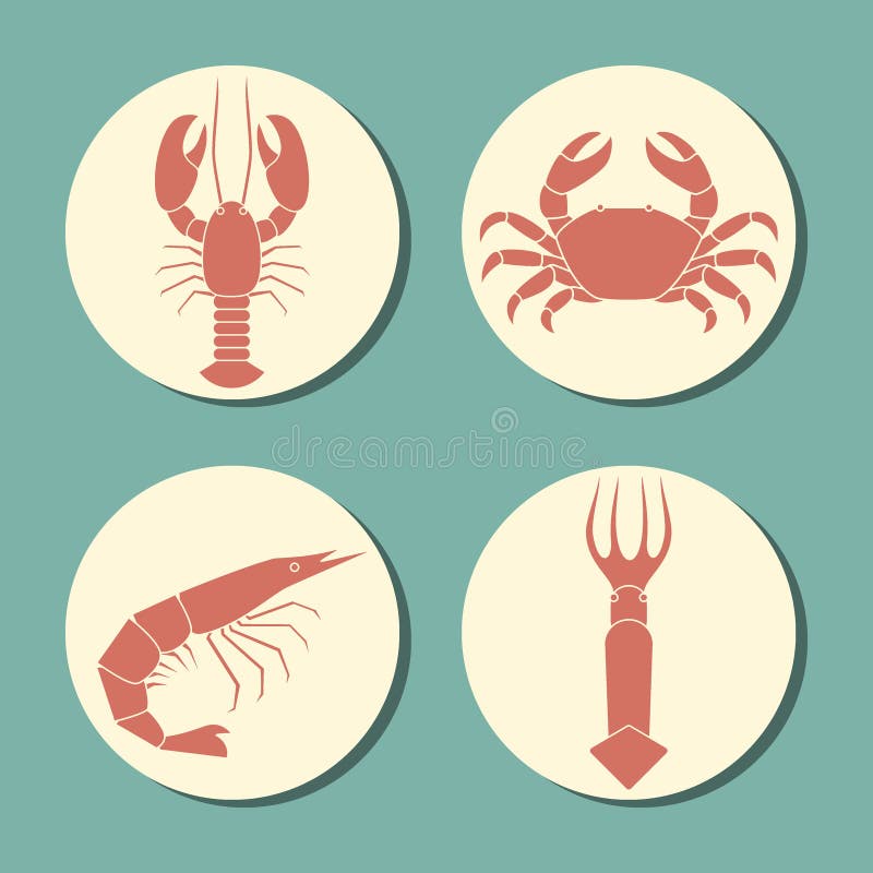 Sistema Del Icono De Los Mariscos Ilustración del Vector - Ilustración ...