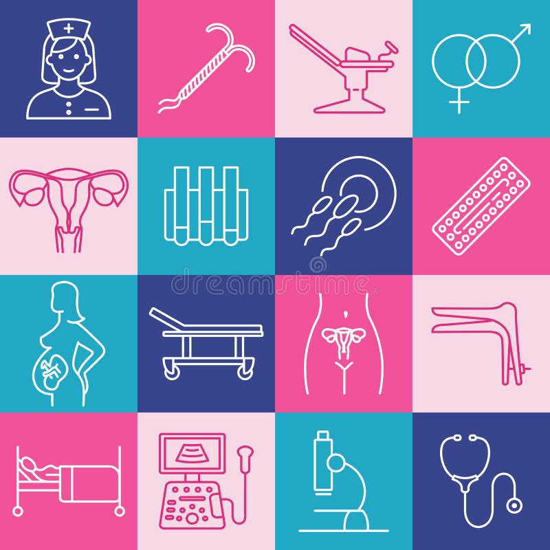 Sistema Del Icono De Los Símbolos De Ginecología Del Vector Ilustración