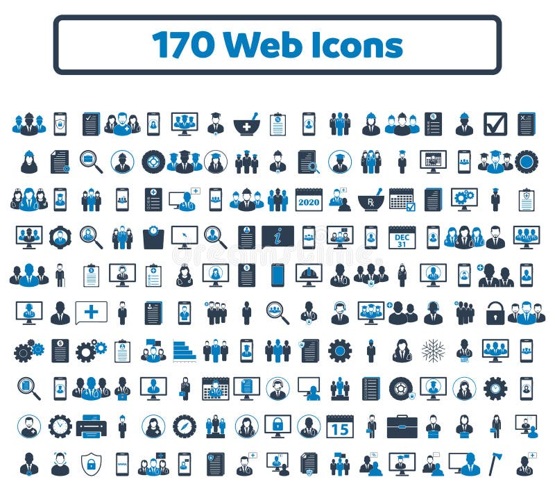 Sistema Del Icono De 170 Web Ilustración del Vector - Ilustración de ...