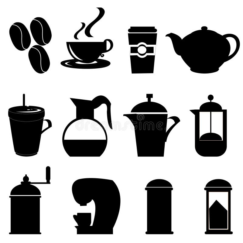 Sistema del icono del café ilustración del vector. Ilustración de habas ...