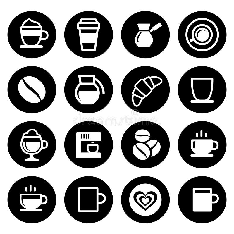 Sistema del icono del café ilustración del vector. Ilustración de habas ...