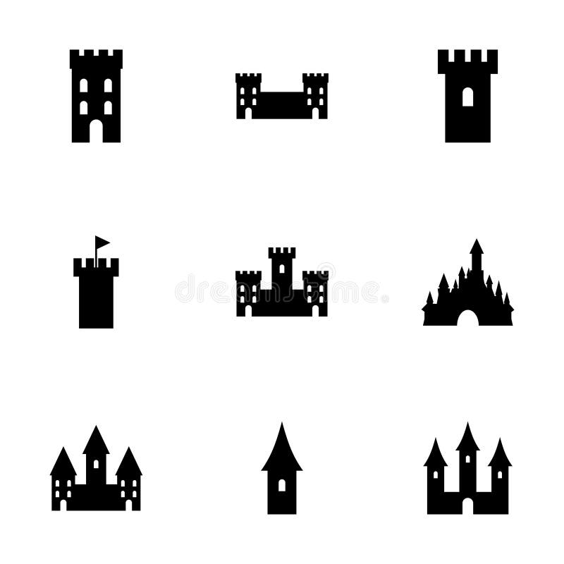 Sistema Del Icono Del Castillo Del Vector Ilustración del Vector ...
