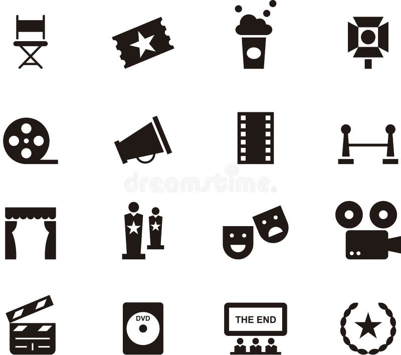 Sistema del icono del cine ilustración del vector. Ilustración de ...