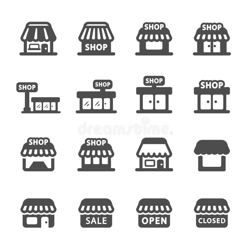 Sistema Del Icono Del Edificio Comercial, Vector Eps10 Ilustración del ...