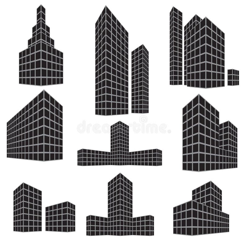 Sistema Del Icono Del Edificio Ilustración Del Vector Ilustración del ...