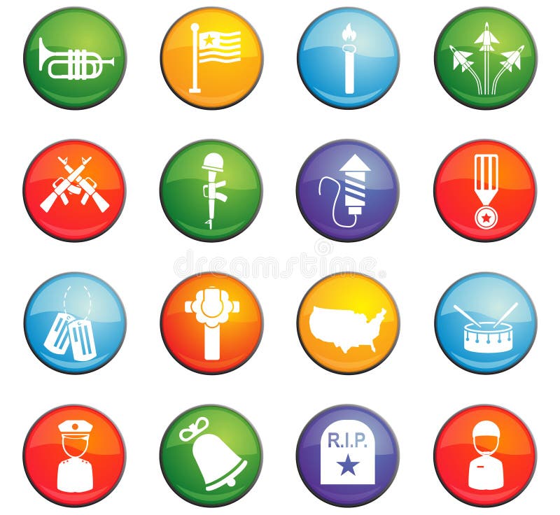 Sistema Del Icono Del Memorial Day Stock de ilustración - Ilustración ...