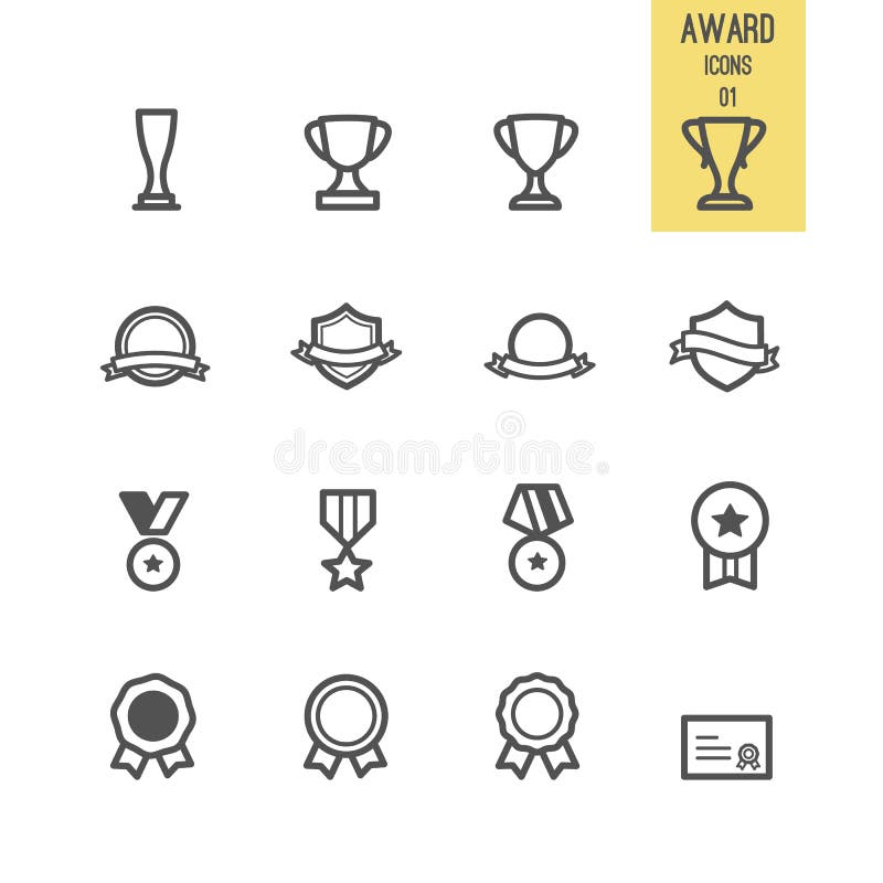 Sistema Del Icono Del Premio Ilustración del Vector - Ilustración de ...