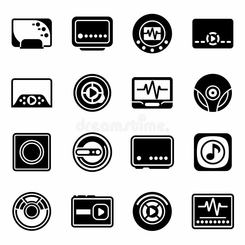 Sistema Del Icono Del Reproductor Multimedia Del Vector Ilustración del ... Sistema Del Icono Del Reproductor Multimedia Del Vector Ilustración del ...