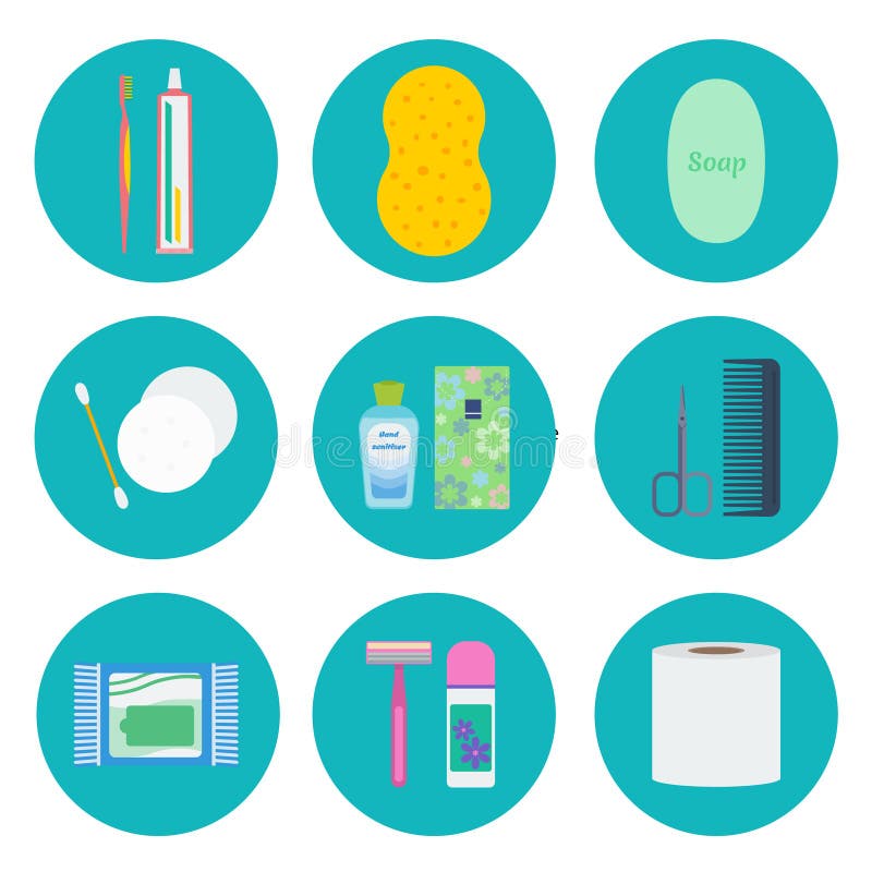 Sistema Del Icono Del Vector De La Higiene Personal Ilustración del ...