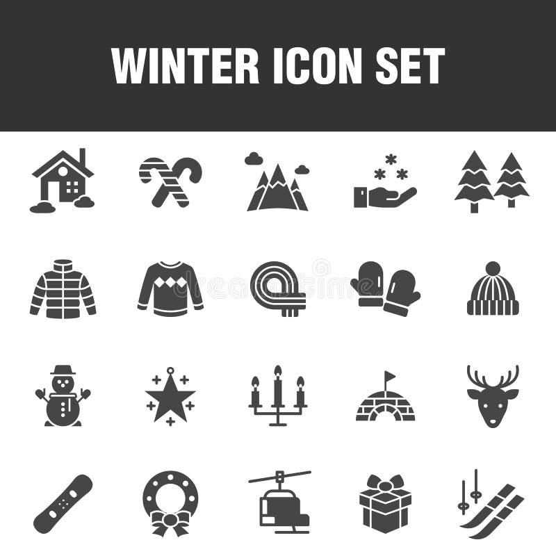 Sistema Del Icono Del Invierno Ilustración del Vector - Ilustración de ...