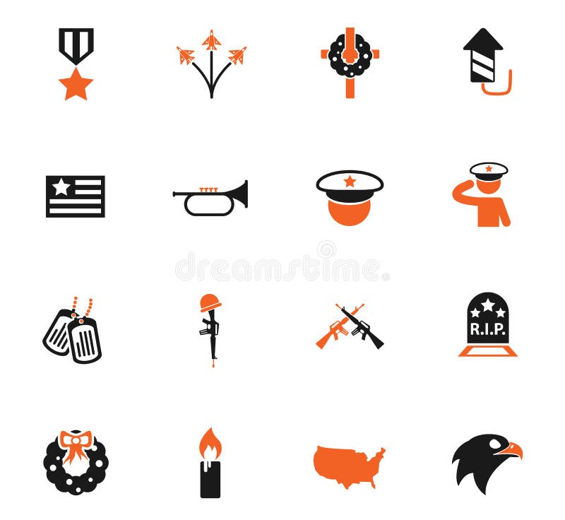 Sistema Del Icono Del Memorial Day Ilustración del Vector - Ilustración ...